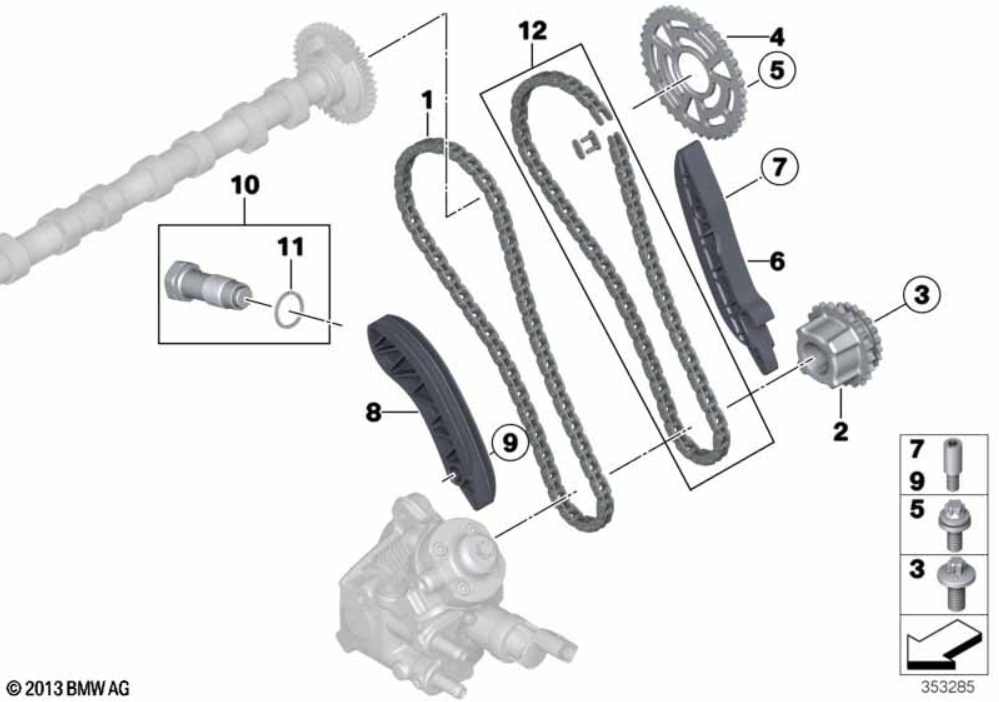 Genuine BMW Timing Chain Kit for N57 Engines Upper and Lower Chain ...